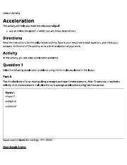 Exploring Acceleration Problem Solving And Simulation Course Hero