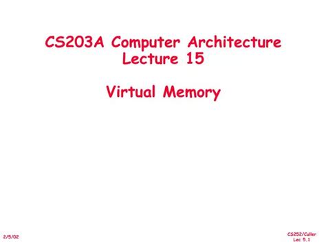 Ppt Cs A Computer Architecture Lecture Virtual Memory Powerpoint Presentation Id