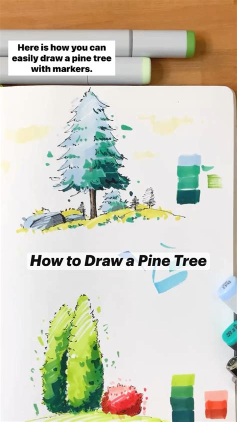 How To Draw A Pine Tree With Markers