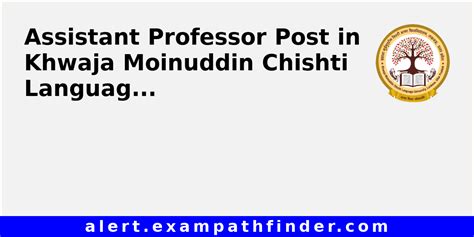 Assistant Professor Post In Khwaja Moinuddin Chishti Language University Via Walk In Interview
