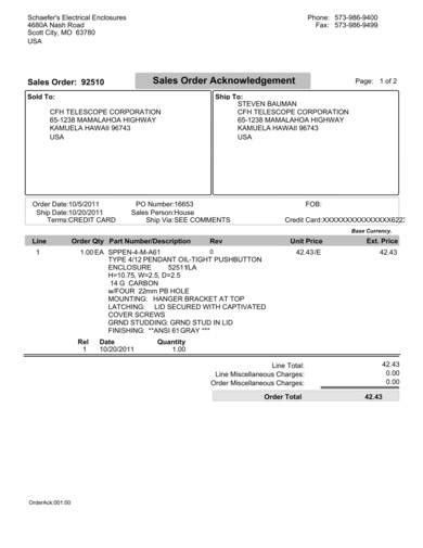 Free 9 Sales Order Confirmation Samples In Pdf