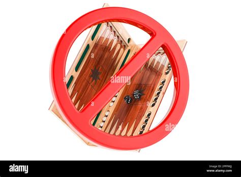 Backgammon Board Game With Forbidden Symbol 3d Rendering Isolated On