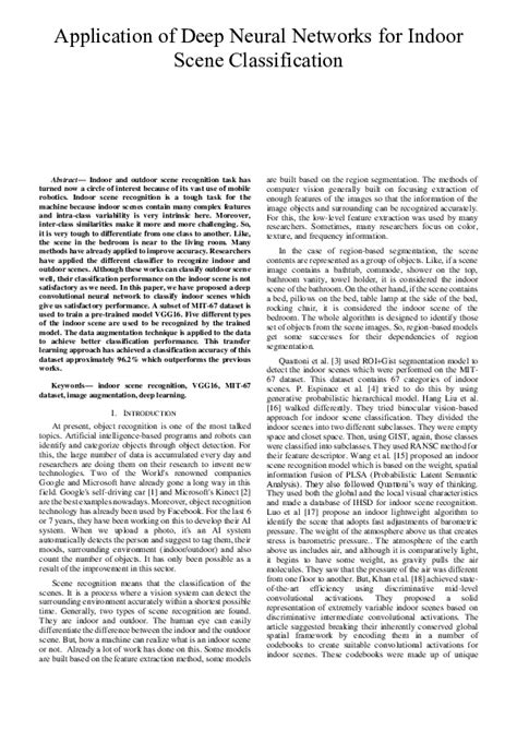 pdf application of deep neural networks for indoor scene classification