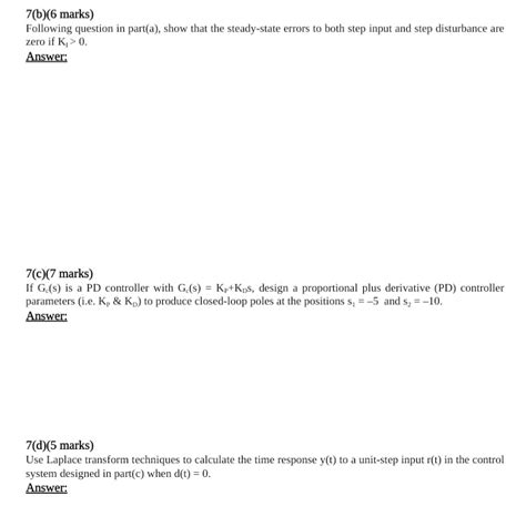 solved question 7 25 marks a closed loop feedback system