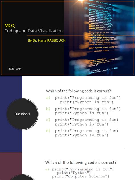 Mcq Coding And Data Visualization Pdf Parameter Computer