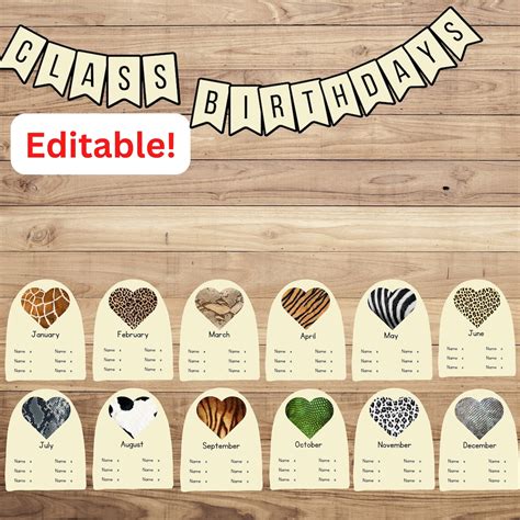 Editable Birthday Display Classroom Birthday Calendar Classroom