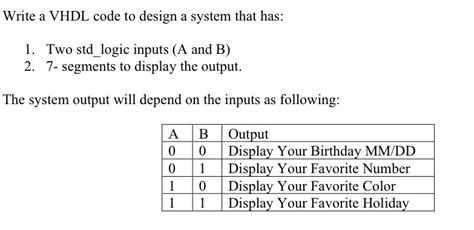 Solved Write A VHDL Code To Design A System That Has 1 Two Chegg Com