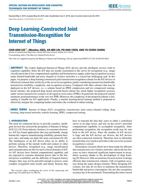李佳翰 2019 Lch 《deep Learning Constructed Joint Transmission Recognition For Internet Of