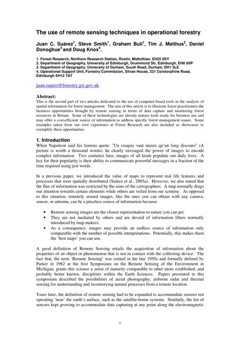 Pdf The Use Of Remote Sensing Techniques In Operational Forestry
