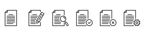 Paper Document Line Icons Set File And Paper Pages Collection Black