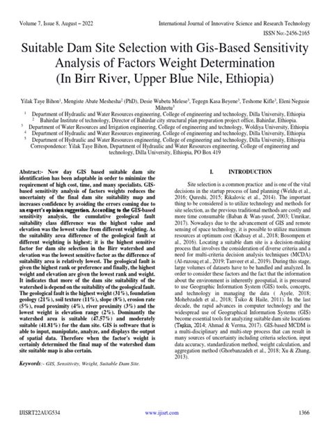 suitable dam site selection with gis based sensitivity analysis of