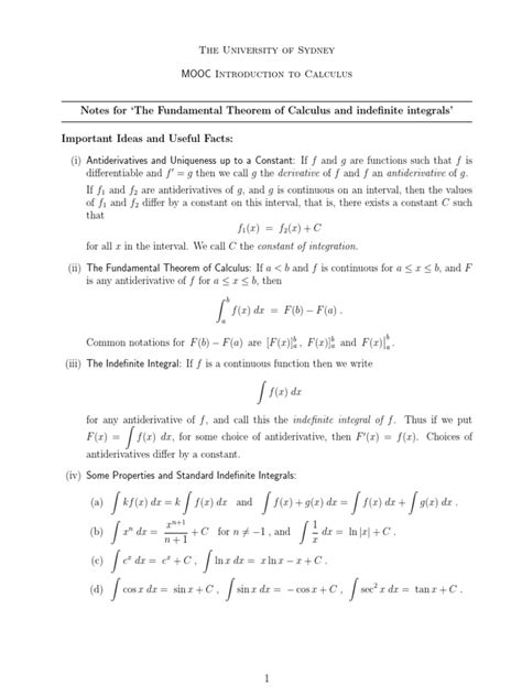 Module 5 The Fundamental Theorem Of Calculus And Indefinite Integrals