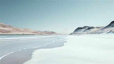 A Serene White Beach With Gentle Waves And A Clear Sky Leaving A Blank
