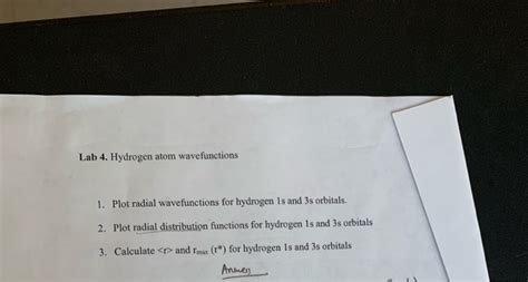 Solved Lab Hydrogen Atom Wavefunctions Plot Radial Chegg