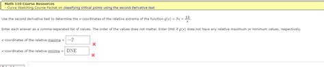 Solved Curve Sketching Course Packet On Classifying Chegg