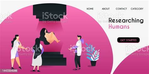 실험실 벡터 일러스트레이션 개념에서 첨단 기술로 인간을 연구하는 과학자들은 프리젠 테이션 웹 배너 Ui Ux 랜딩 페이지에