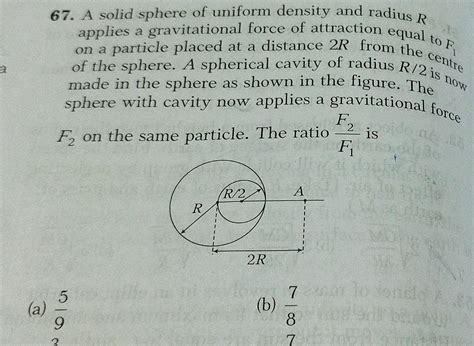 Answered A 67 A Solid Sphere Of Uniform Density And Radius R Applies