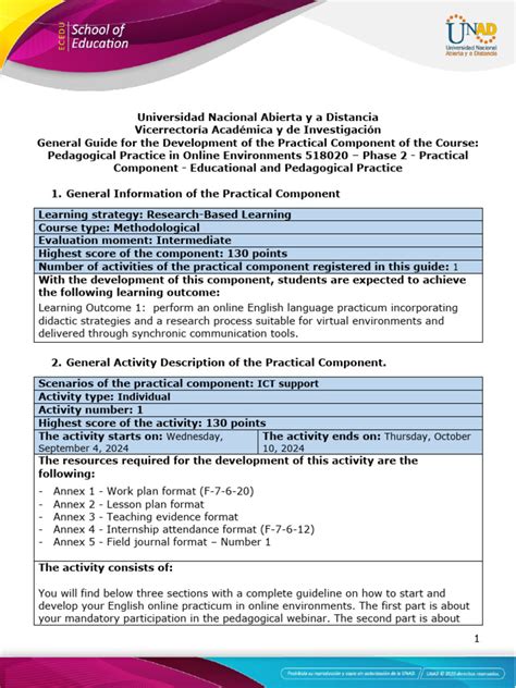 Guide For The Development Of The Practical Component Unit 1 Phase 2 Practical Component