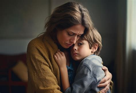 Premium Photo Photo Portrait Of Mother Hugging Her Loving Son