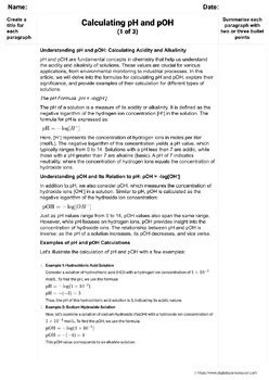 Calculating PH And POH By Digital Science Lesson TPT