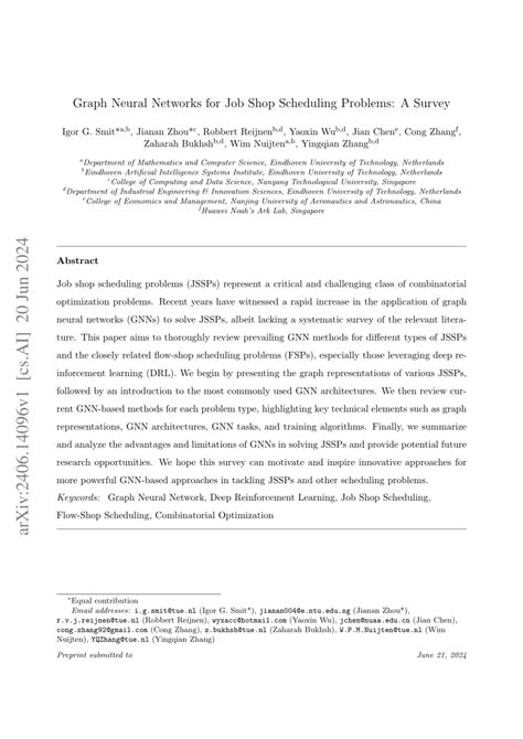 Pdf Graph Neural Networks For Job Shop Scheduling Problems A Survey
