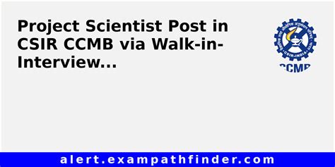 Project Scientist Post In Csir Ccmb Via Walk In Interview