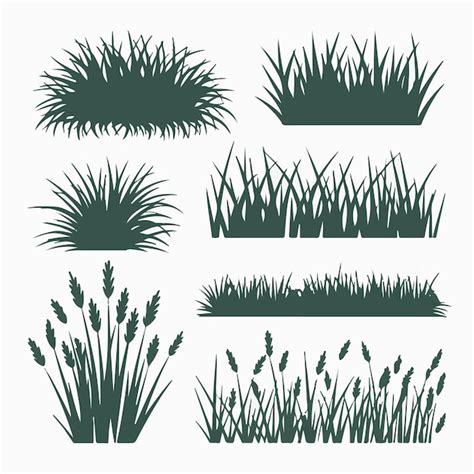 A Set Of Different Types Of Grass And Plants Premium Ai Generated Vector