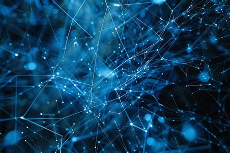 Abstract Blue Plexus Network Created By Artificial Intelligence Interconnected Geometric Shapes