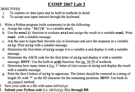 Solved Comp 2067 Lab 3 Objectives I To Explore Str Data