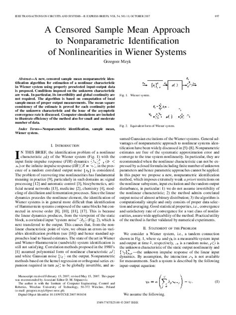 Pdf A Censored Sample Mean Approach To Nonparametric Identification Of Nonlinearities In
