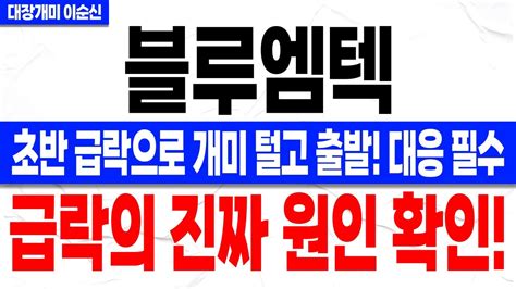 블루엠텍 주가 전망 속보 장 초반 안 봐도 뻔하다 본장 시작 시 엄청난 급락 유도 이후 말아올린다 주주분들 필수 시청 바랍니다 Youtube