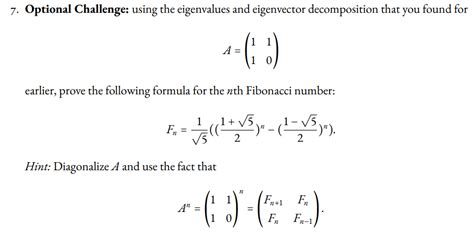Solved 7 Optional Challenge Using The Eigenvalues And