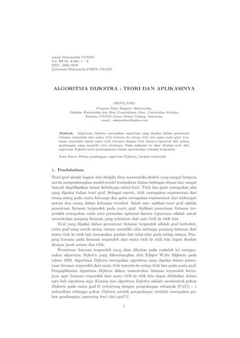 Pdf Algoritma Dijkstra Teori Dan Aplikasinya Dokumen Tips