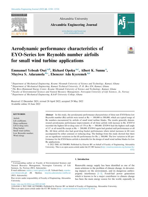 Aerodynamic Performance Low Reynold Number Pdf Lift Force Airfoil