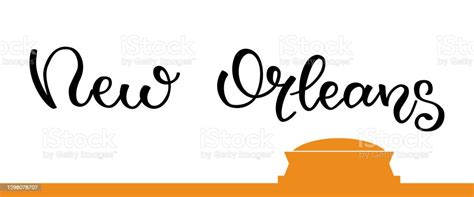 핸드 레터링 뉴올리언스와 메르세데스벤츠 슈퍼돔의 실루엣 카드 포스터 인쇄용 템플릿 뉴올리언스에 대한 스톡 벡터 아트 및 기타 이미지 뉴올리언스 루이지애나 슈퍼돔 낱말