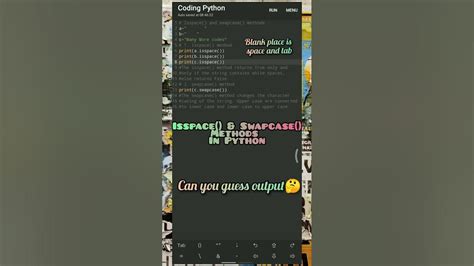 Isspace And Swapcase Learn Python🐍 Easly By Shorts Part27 Day27 Coding Python