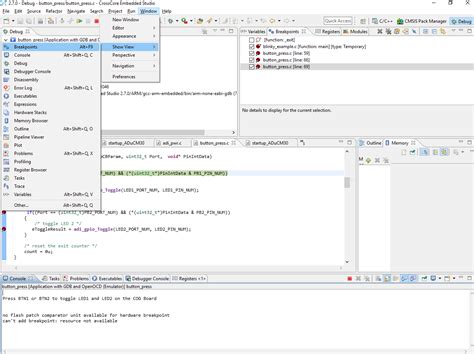 Aducm 4050 Quickstart Pusbutton Example Question Qanda Ultra Low Power Microcontrollers