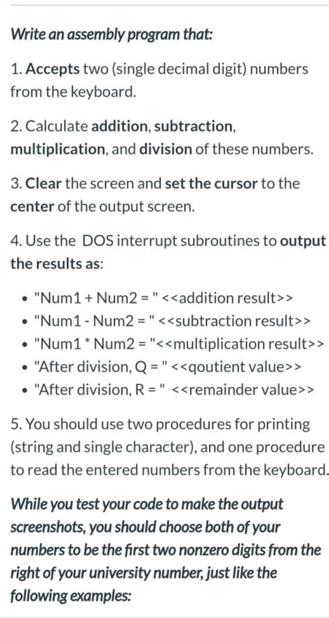 Solved Write An Assembly Program That 1 Accepts Two