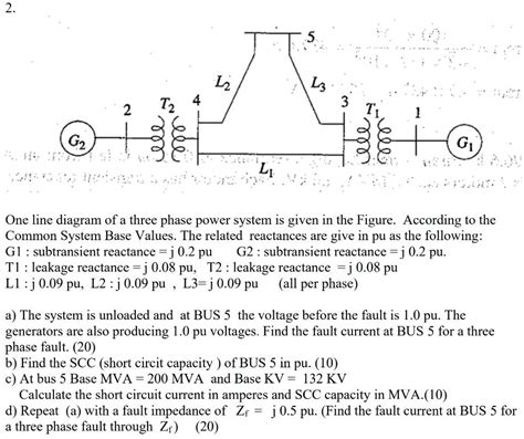 2 5 L L 2 T 4 3 T 1 G G L One Line Diagram Of A Three Phase Power System Is Given In The