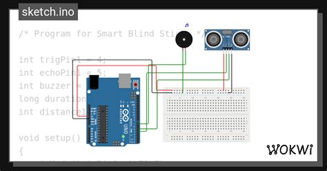 blind stick wokwi arduino and esp32 simulator