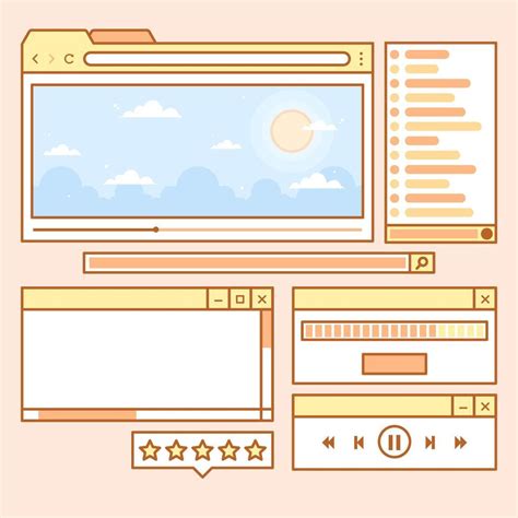 Cute Set Of Yellow Interface Template Design Vector Art At Vecteezy