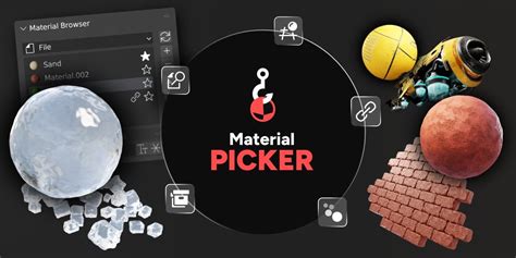 material picker select materials in the viewport works on linked