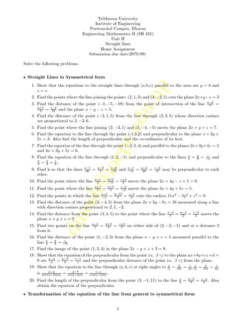 assignment unit ii straight lines pdf
