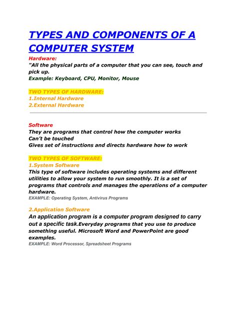 Solution Igcse Ict Notes On Types And Components Of A Computer System