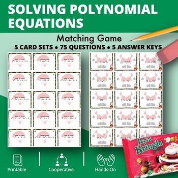 Christmas Solving Polynomial Equations Matching Games By Qwizy TPT