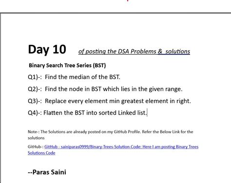 Today Marks Day10 Of My Journey Solving Dsa Problems Check Out My