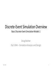 Understanding Discrete Event Simulation Models And Concepts Course Hero