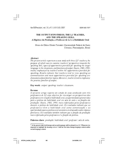 Output Hypothesis Pdf Second Language Fluency