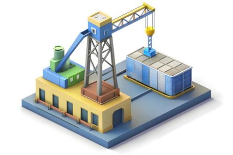 3d Icon As Electric Crane And Factory Layout Concept As An Electric