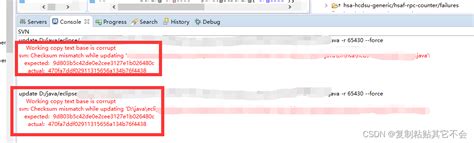 svn checksum mismatch while updating报错处理 checksum mismatch while